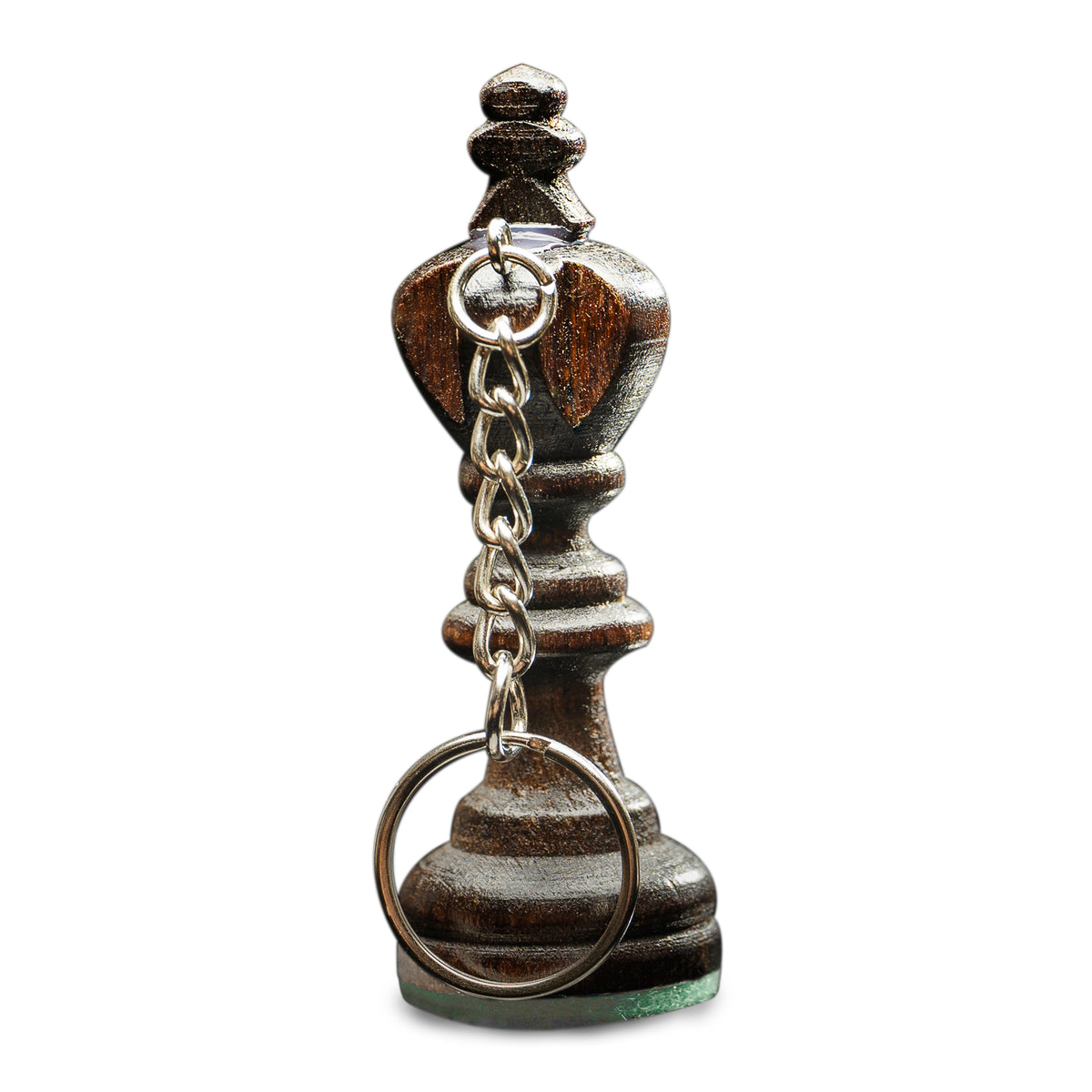 Wooden King Chess Piece Keychain - Hornbeam Wood, Black Finish with Me ...